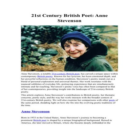 21st Century British Poet Anne Stevenson.docx