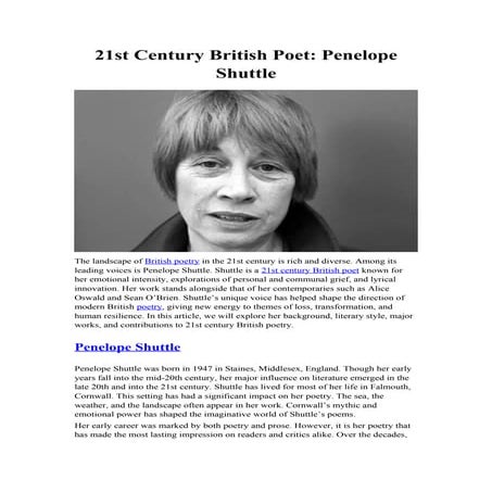 21st Century British Poet Penelope Shuttle.docx