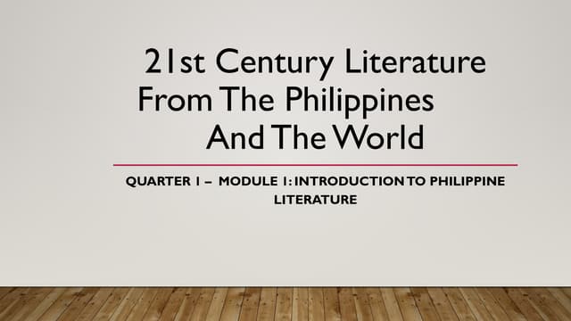 21st Century Literature From The Philippines_Week 5-Regional Literature ...