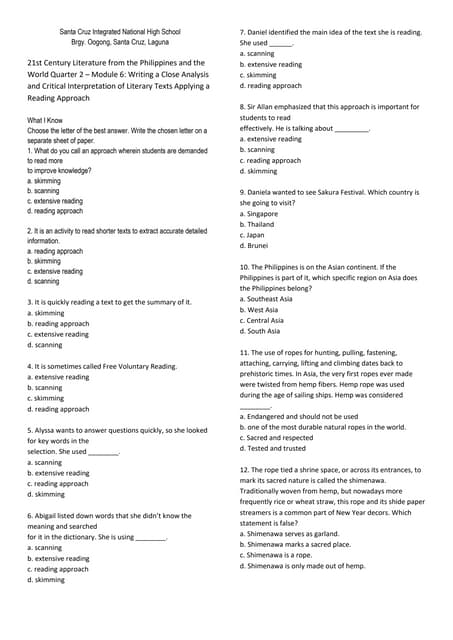 1st Quarter Summative Test in Oral Communication_Answer Key.docx ...