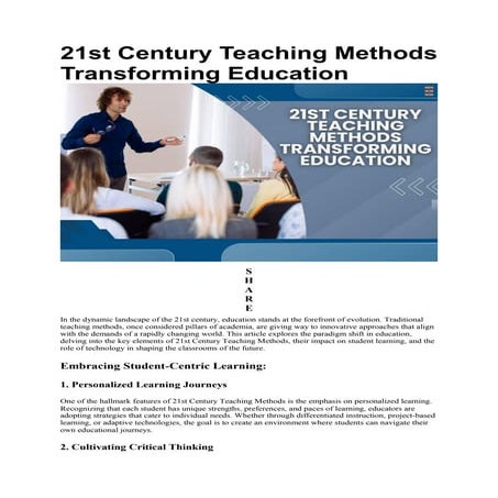 21st Century Teaching Methods Transforming Education | PDF