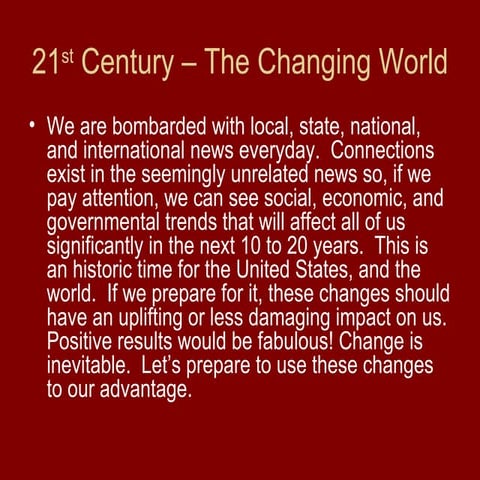 21st Century – The Changing World | PPT