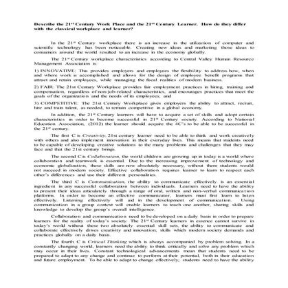 21st century workplace and 21st century learner vs. traditional ...