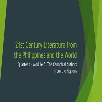 21st Century Literature From The Philippines_Week 5-Regional Literature_ Life and Works of ...