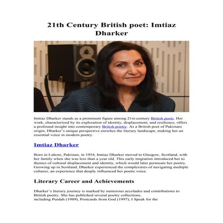 21th Century British poet Imtiaz Dharker.docx