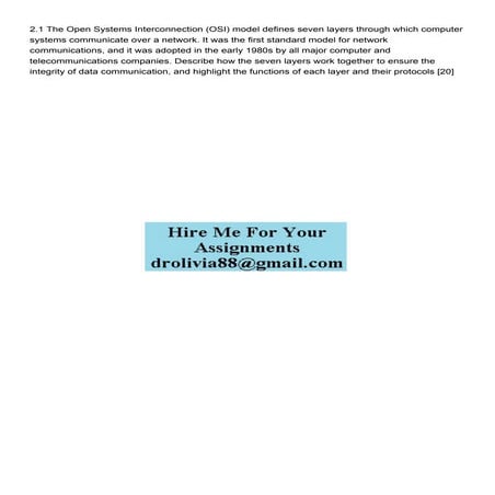 21 The Open Systems Interconnection OSI model defines sev.pdf | Computer Networking | Computing