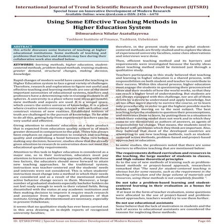 Using Some Effective Teaching Methods in Higher Education System | PDF
