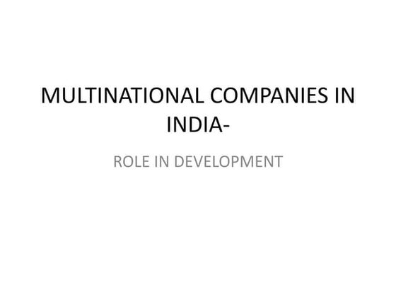 MNC's & TNC's | PPTX | Large Business | Business