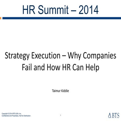 Strategy Execution – Why Companies Fail and How HR Can Help | PDF