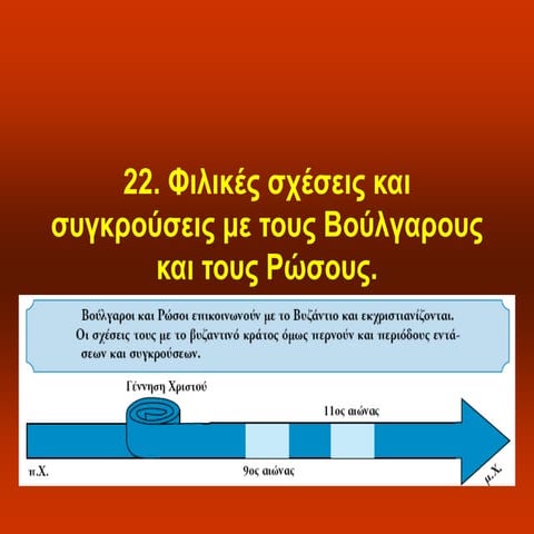 22. Φιλικές σχέσεις και συγκρούσεις με τους Βούλγαρους και τους Ρώσους ...