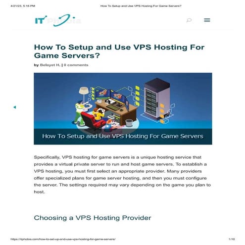 How To Setup and Use VPS Hosting For Game Servers? | PDF