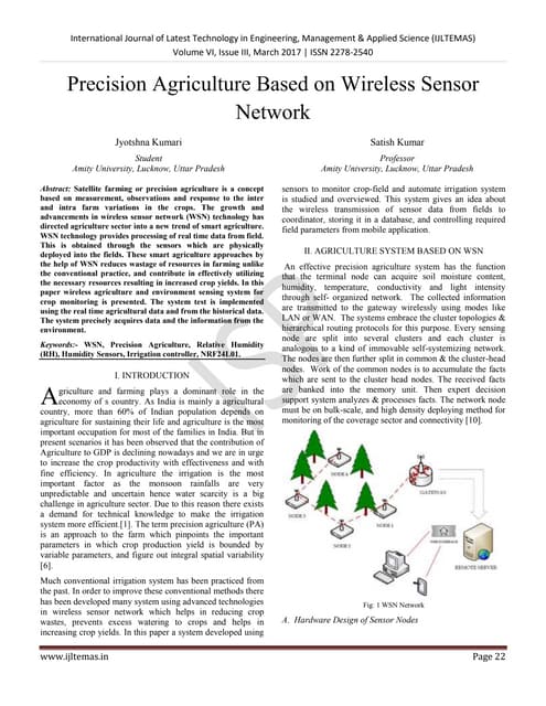 A Survey On Wireless Sensor Network For Agriculture Pdf