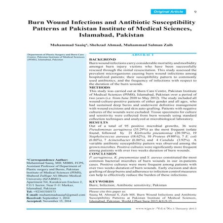 Burn wound infections | PDF