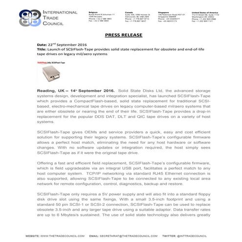 Launch of SCSIFlash-Tape provides solid state replacement for obsolete ...