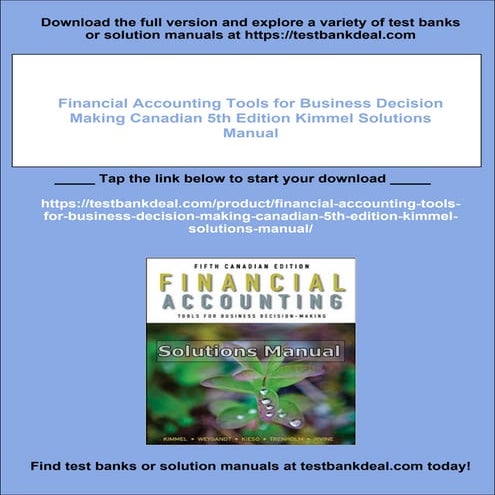 Financial Accounting Tools for Business Decision Making Canadian 5th ...