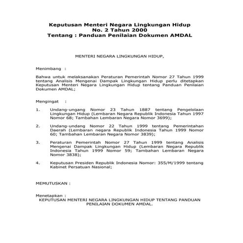 Panduan Penilaian Amdal digunakana untuk praktisi | PDF