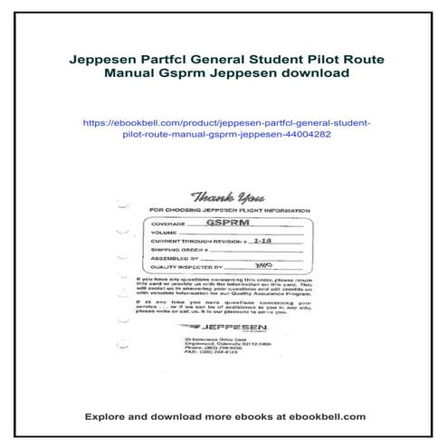 Jeppesen Partfcl General Student Pilot Route Manual Gsprm Jeppesen | PDF