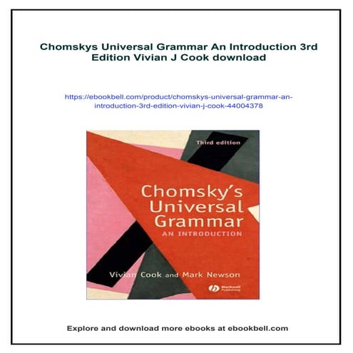 Chomskys Universal Grammar An Introduction 3rd Edition Vivian J Cook | PDF