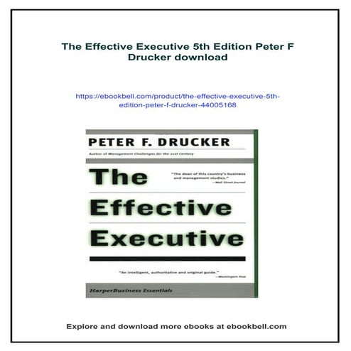 The Effective Executive 5th Edition Peter F Drucker | PDF