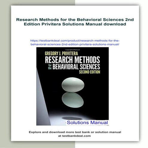 Research Methods for the Behavioral Sciences 2nd Edition Privitera Solutions Manual | PDF
