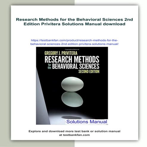 Research Methods for the Behavioral Sciences 2nd Edition Privitera Solutions Manual | PDF