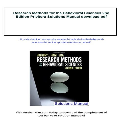 Research Methods for the Behavioral Sciences 2nd Edition Privitera Solutions Manual | PDF