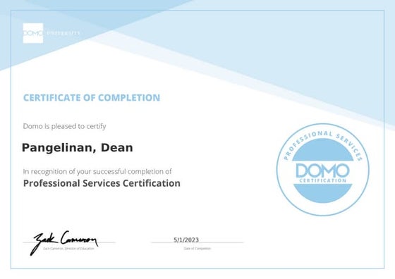 DOMO Professional Level 1 Certification | PDF