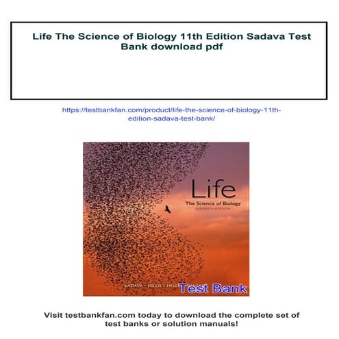 Life The Science of Biology 11th Edition Sadava Test Bank | PDF
