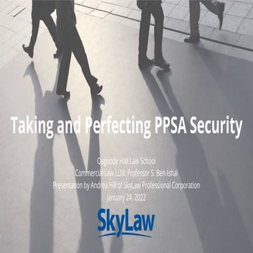 Taking and Perfecting PPSA Security | PDF