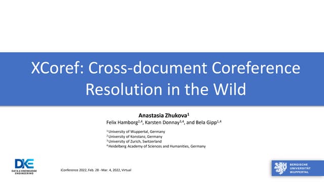 Xcoref Cross Document Coreference Resolution In The Wild Ppt
