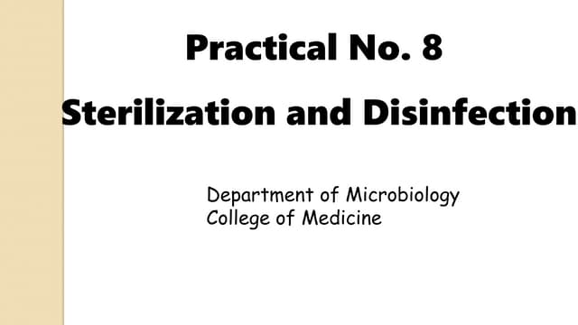 Medical Microbiology Laboratory (sterilization and disinfection) | PDF