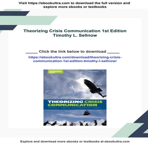 Theorizing Crisis Communication 1st Edition Timothy L. Sellnow | PDF