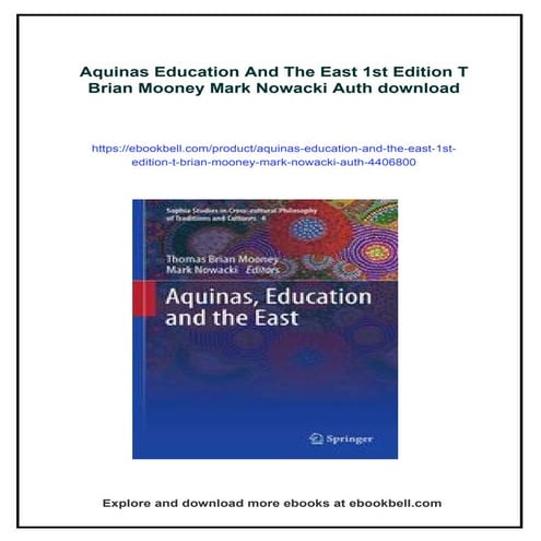 Aquinas Education And The East 1st Edition T Brian Mooney Mark Nowacki ...