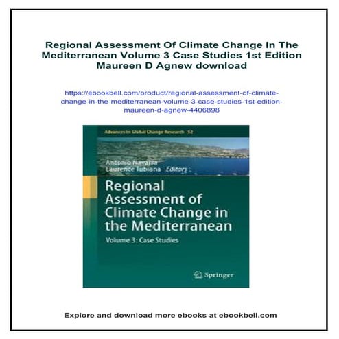 Regional Assessment Of Climate Change In The Mediterranean Volume 3 Case Studies 1st Edition ...
