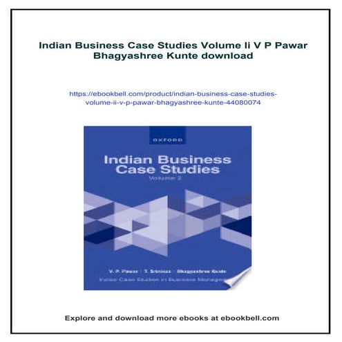Indian Business Case Studies Volume Ii V P Pawar Bhagyashree Kunte | PDF