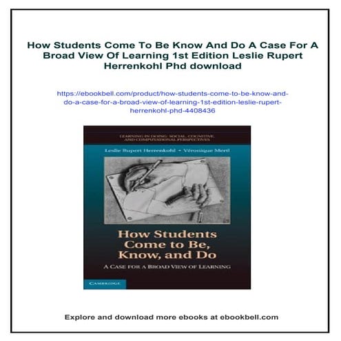 How Students Come To Be Know And Do A Case For A Broad View Of Learning ...