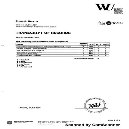 Transcript of Records. WU Wien | PDF