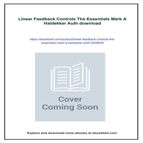Linear Feedback Controls The Essentials Mark A Haidekker Auth | PDF