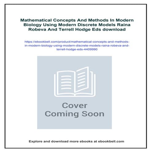 Mathematical Concepts And Methods In Modern Biology Using Modern ...