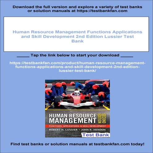 Human Resource Management Functions Applications And Skill Development 2nd Edition Lussier Test