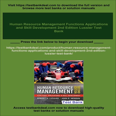 Human Resource Management Functions Applications And Skill Development 2nd Edition Lussier Test