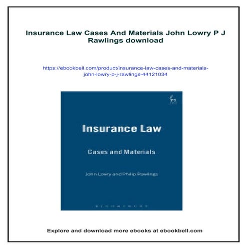 Insurance Law Cases And Materials John Lowry P J Rawlings | PDF