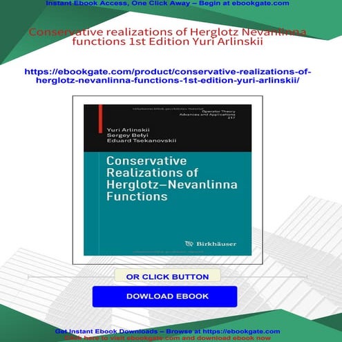 Conservative Realizations Of Herglotz Nevanlinna Functions 1st Edition Yuri Arlinskii Pdf