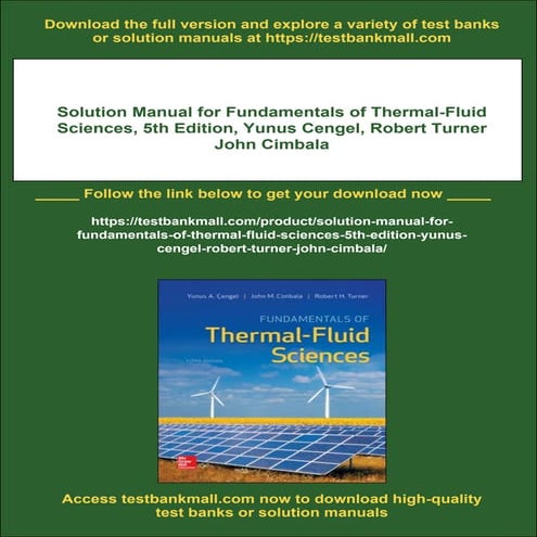 Solution Manual for Fundamentals of Thermal-Fluid Sciences, 5th Edition, Yunus Cengel, Robert ...