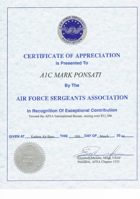 Ponsati Honorable Discharge - USAF | PDF