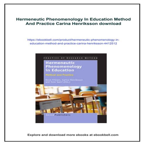 Hermeneutic Phenomenology In Education Method And Practice Carina ...