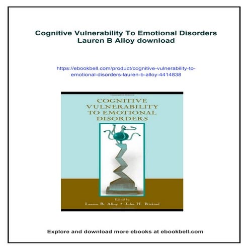 Cognitive Vulnerability To Emotional Disorders Lauren B Alloy | PDF