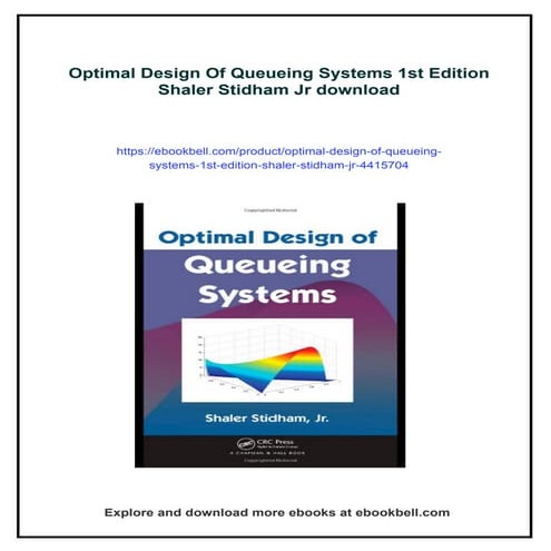 Optimal Design Of Queueing Systems 1st Edition Shaler Stidham Jr | PDF