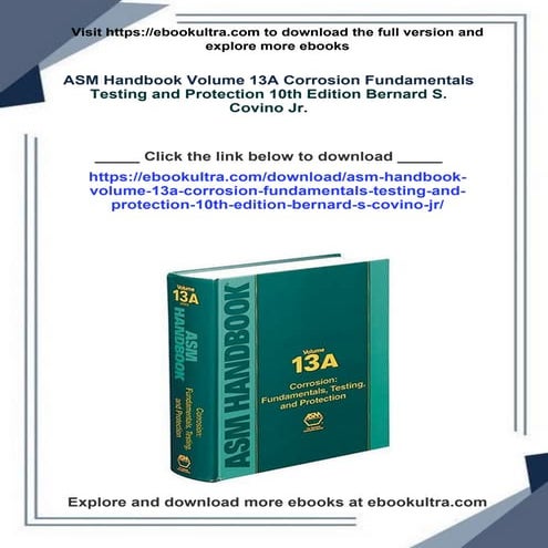 ASM Handbook Volume 13A Corrosion Fundamentals Testing and Protection ...