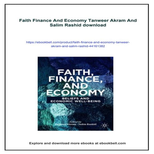 Faith Finance And Economy Tanweer Akram And Salim Rashid | PDF